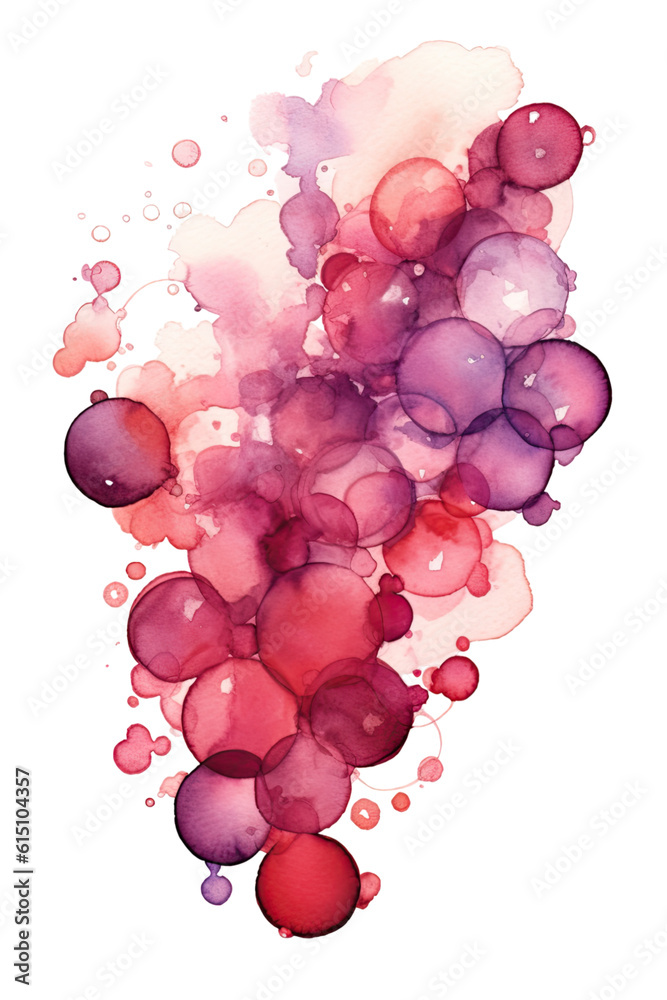ภาพประกอบสต็อก cluster of ruby and garnet bubbles, watercolor paint ...