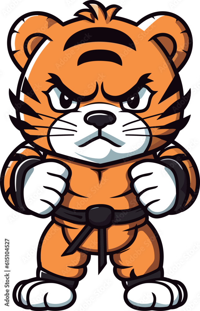 Kung Fu athlete tiger mascot vector illustration Stock Vector | Adobe Stock