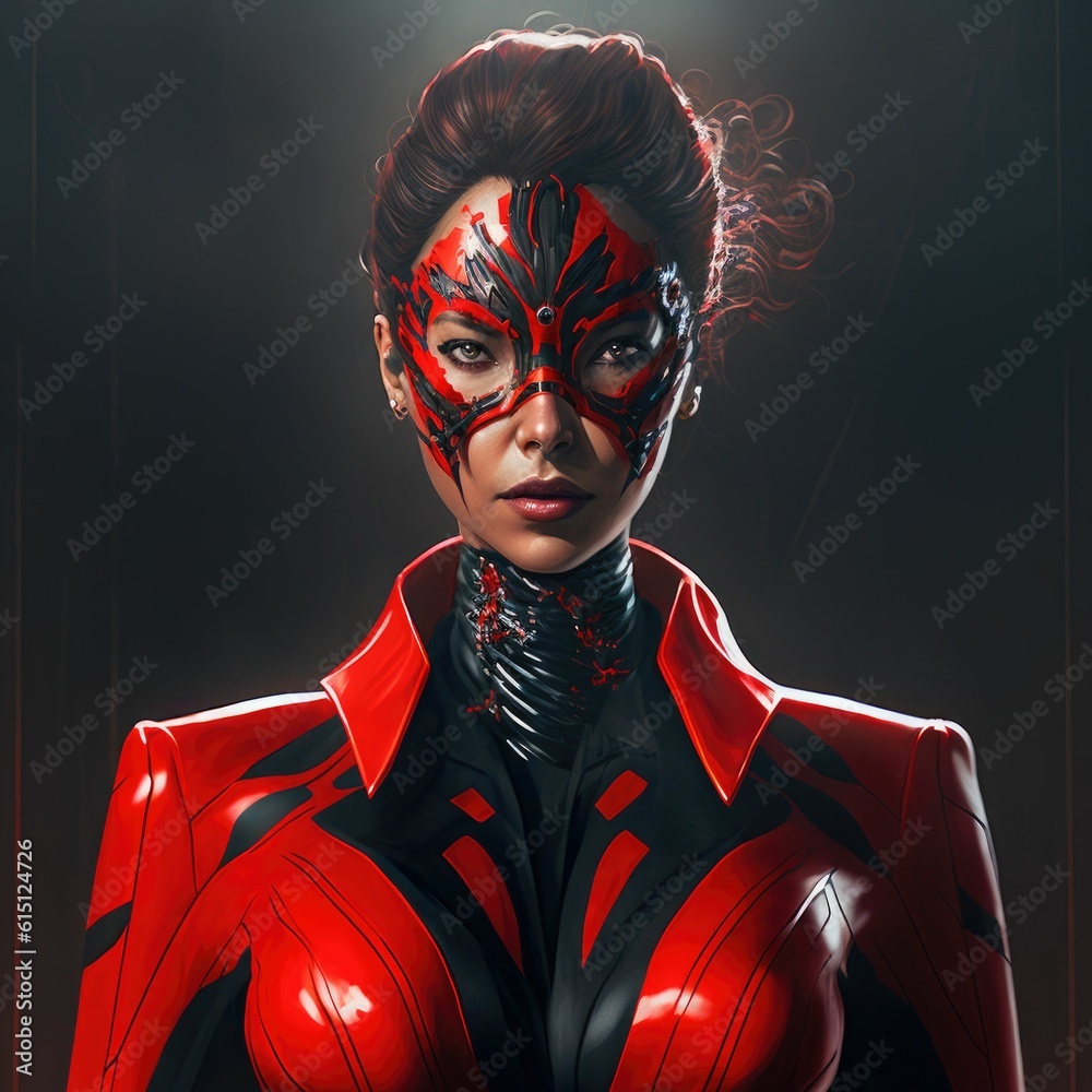 Sinister corporate overlord in a masked villain persona wearing a suit ...