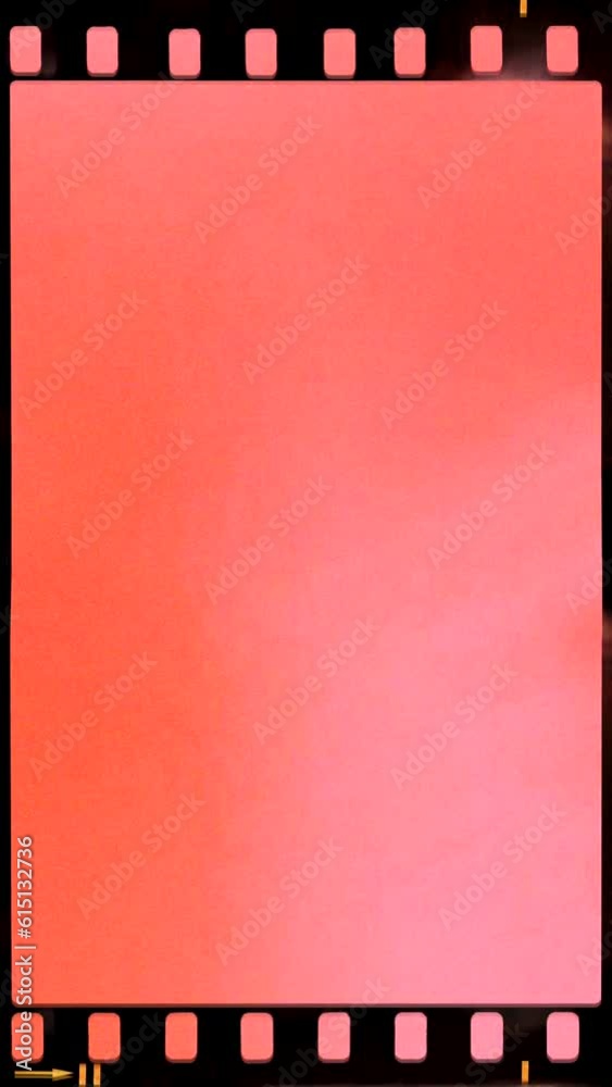 Vertical 4K film frame orange light leak and noise flickering ...