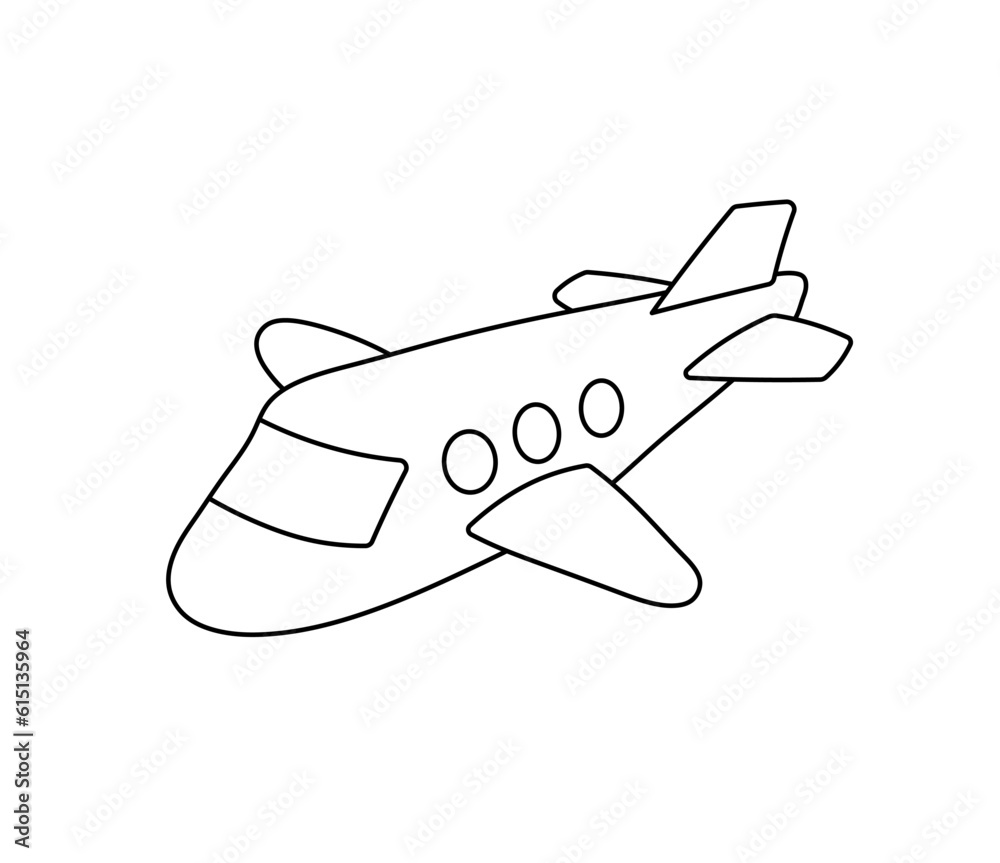 Vector isolated one single simple airplane plane kids toy colorless ...