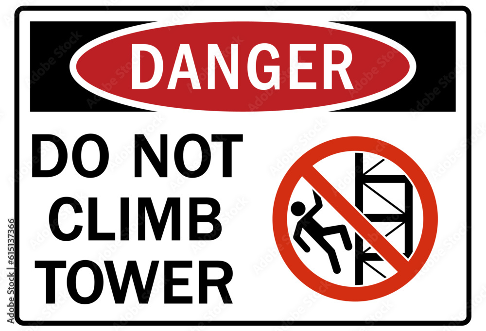 Do not climb warning sign and labels Stock Vector | Adobe Stock
