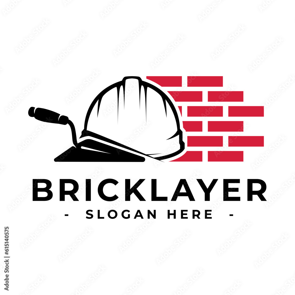 Masonry logo design template. Bricklayer logo vector. Construction logo ...