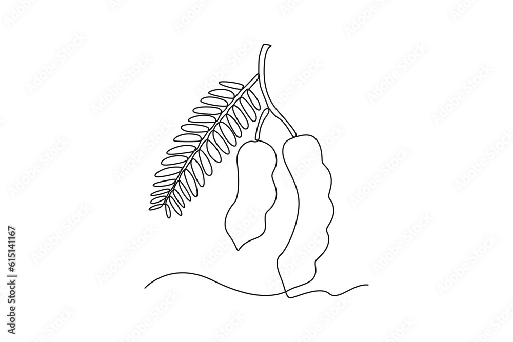 Single one line drawing fruits concept. Continuous line draw design ...