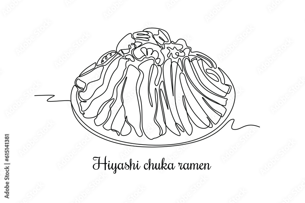 Continuous one line drawing Japanese food concept. Single line draw ...