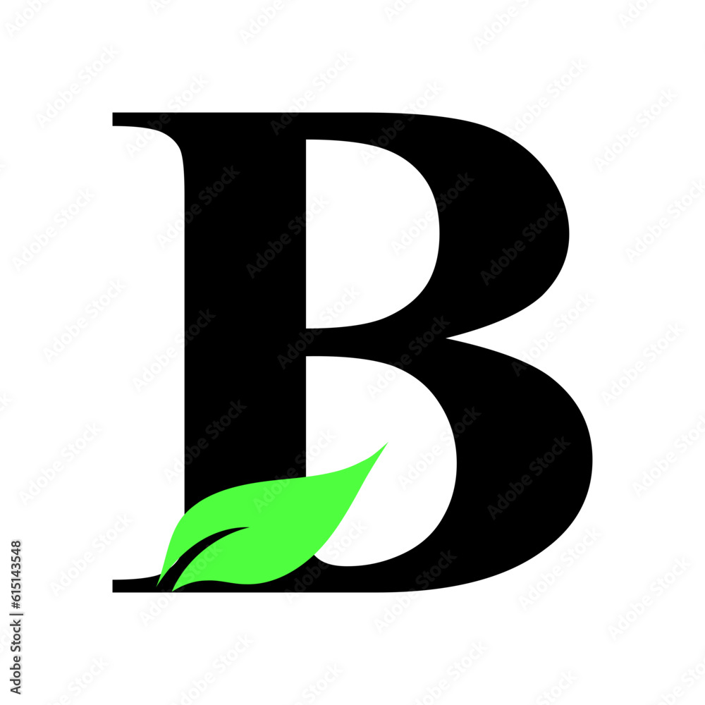 B, Set of Alphabet with green leaf, Letter A to Z, English Alphabet ...