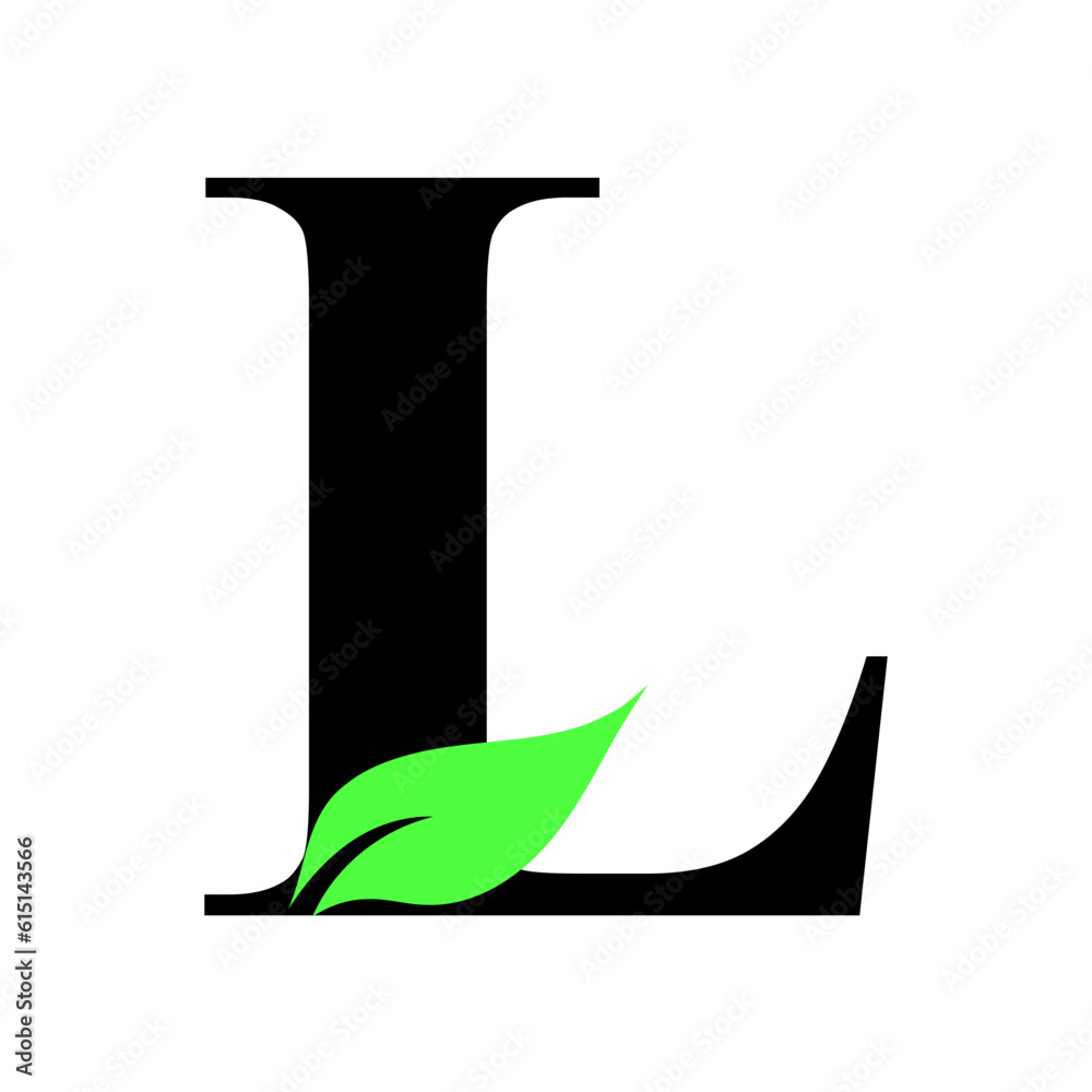 L, Set of Alphabet with green leaf, Letter A to Z, English Alphabet ...