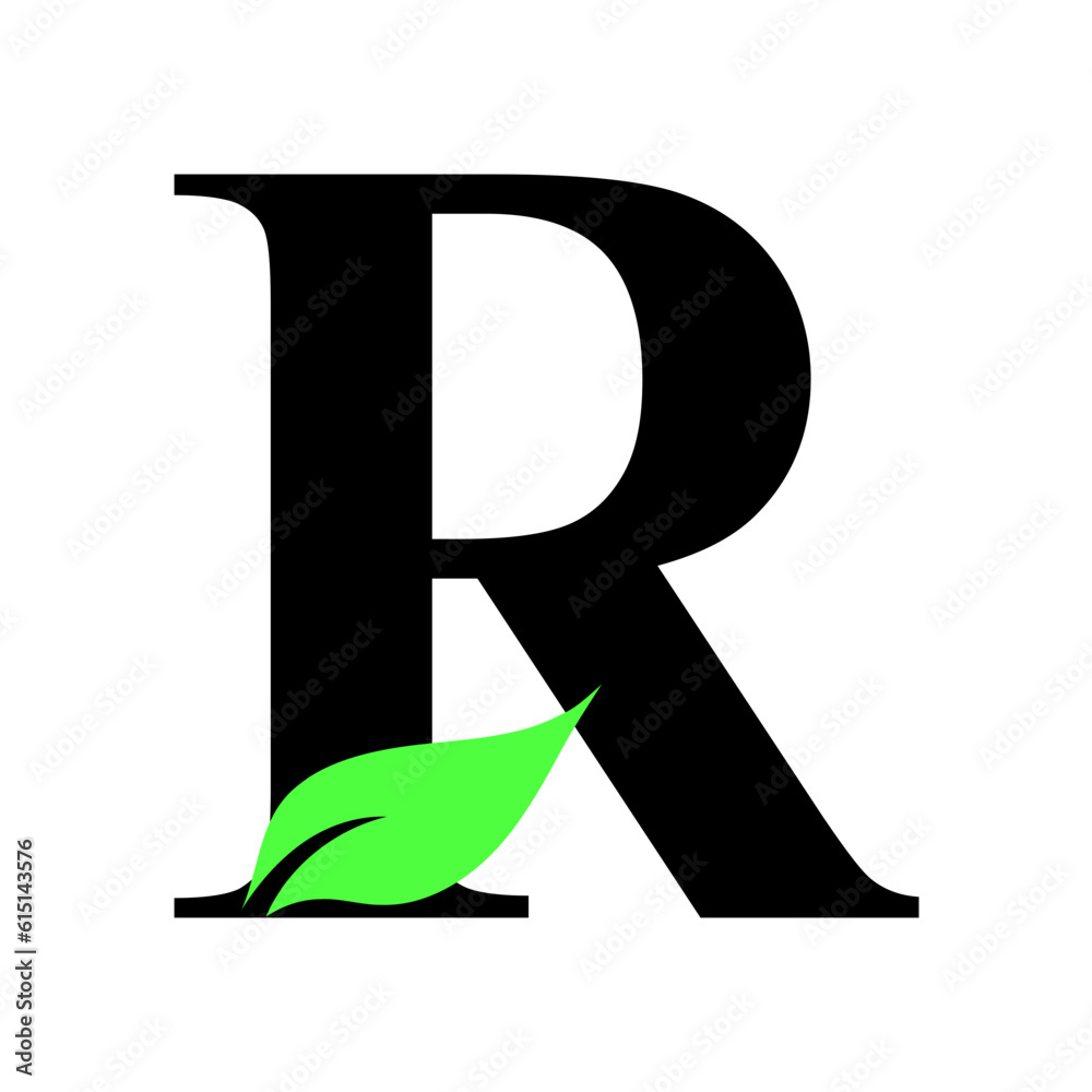 R, Set of Alphabet with green leaf, Letter A to Z, English Alphabet R ...
