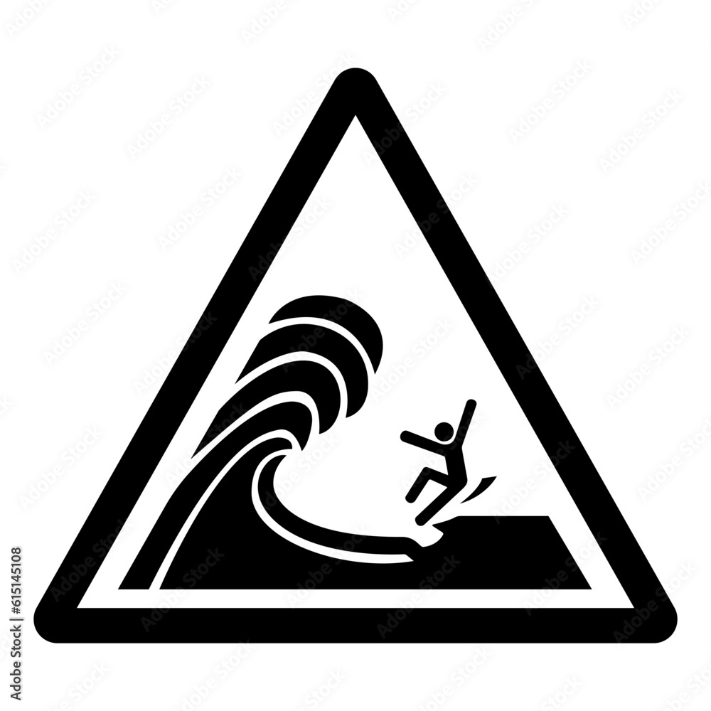 Warning Waves Break On Ledge Stand Back Symbol Sign, Vector ...