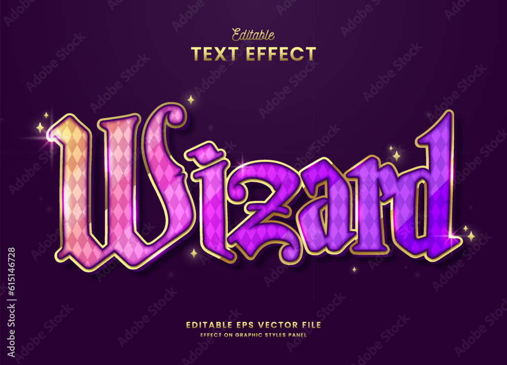 decorative editable colorful wizard text effect vector design Stock ...