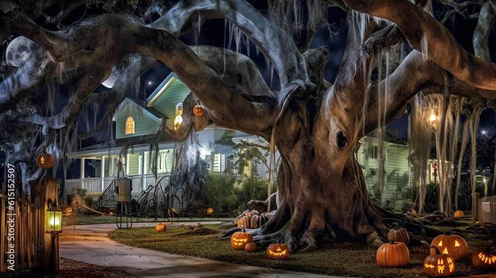 scary halloween party in neighbour hood, big haunted garden, haunted ...