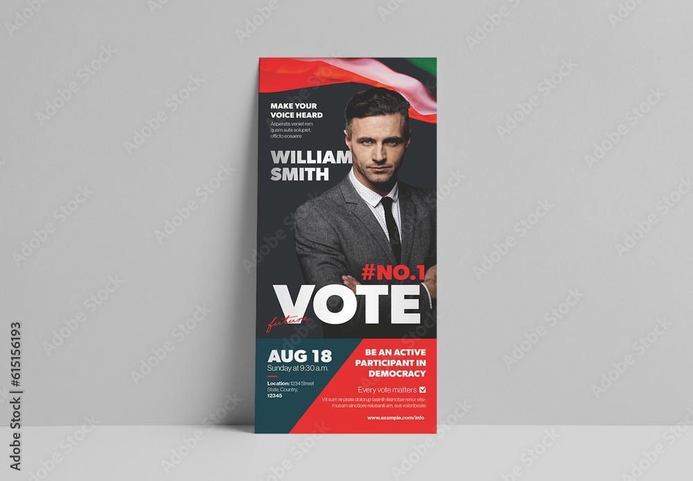 Political Campaign DL Card Insert Layout Stock Template | Adobe Stock