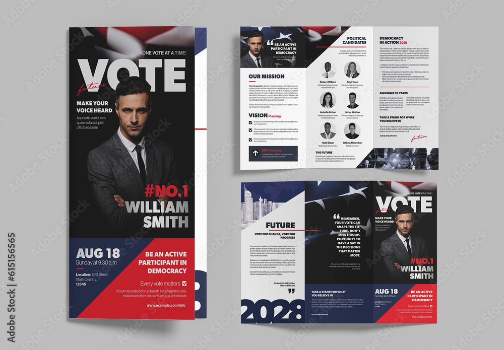 Voting Election Political Trifold Brochure Layout Stock Template ...