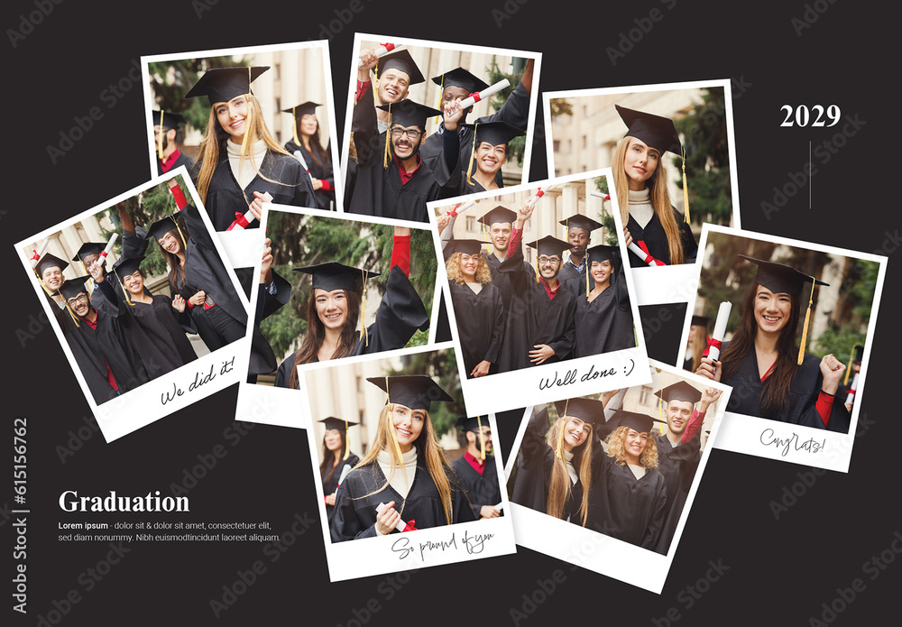 Graduation Photo Collage Mockup Effect Stock Template | Adobe Stock