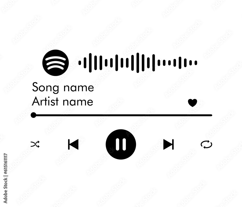 Vector isolated music audio player template with equalizer, song name ...