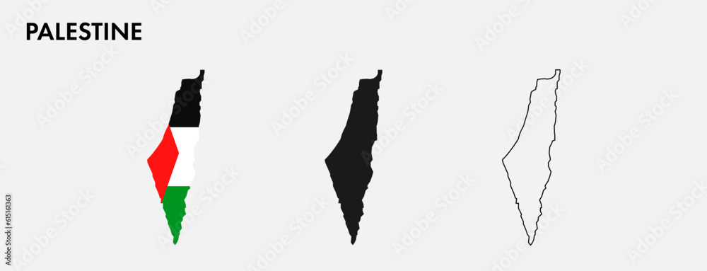 Set of Palestine map isolated on white background, vector illustration ...