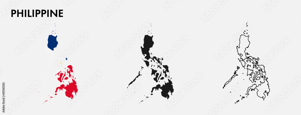 Set of Philippine map isolated on white background, vector illustration ...