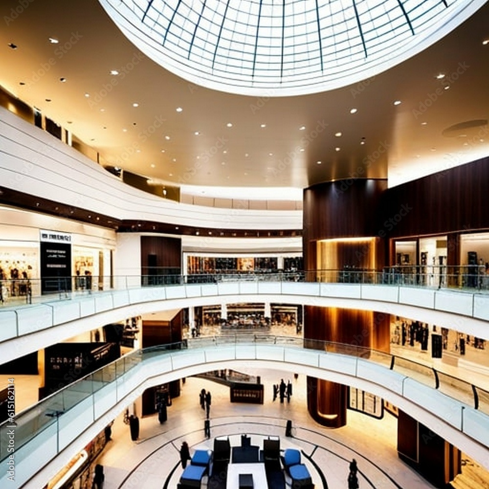 sleek and modern shopping mall with a focus on sustainable design ...