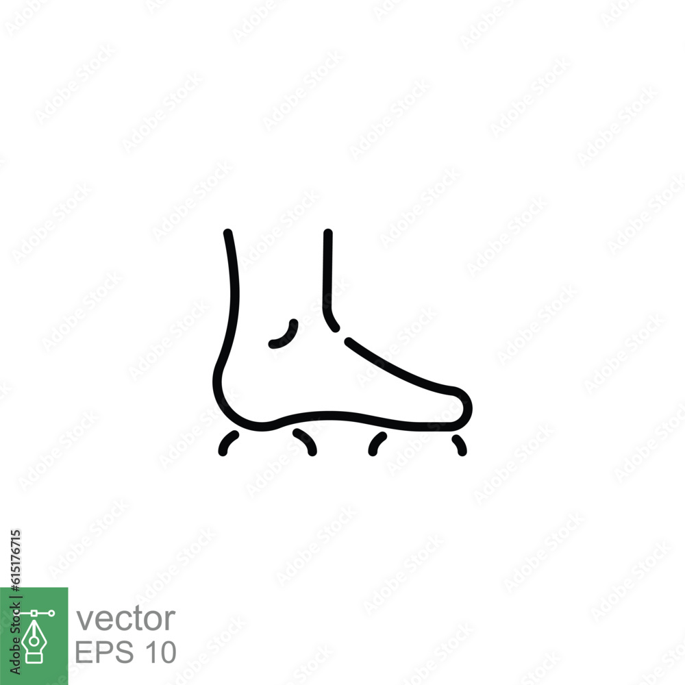 Massage flat feet icon. Simple outline style. Human foot, leg, side ...