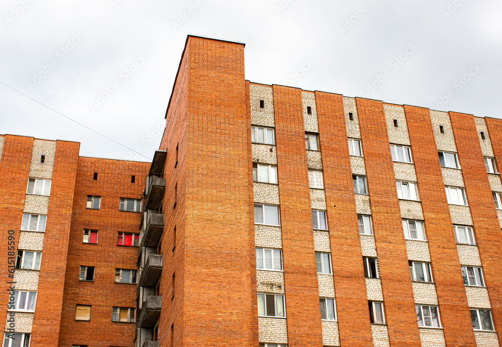 Old house, old-style apartment building, balconies. The multi-storey ...