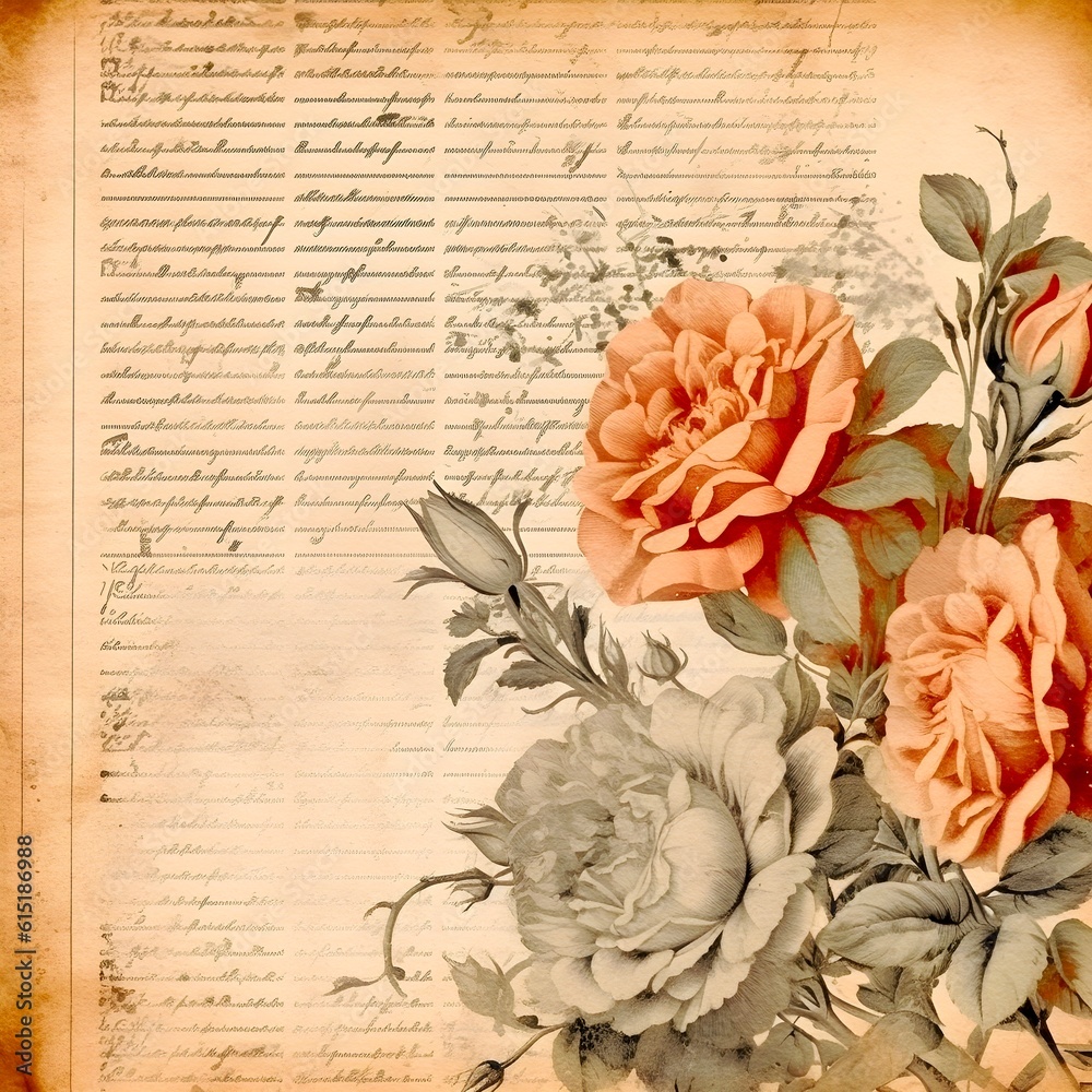 Vintage rose paper background, created with Generative AI technology ...