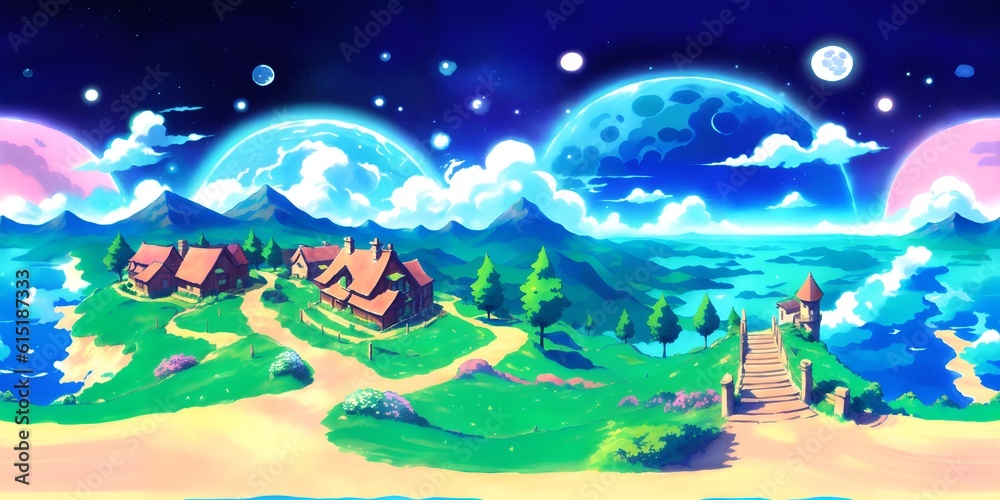 Anime Style HDR Sky Map 360 degree - generative ai, üretken, yapay zeka ...