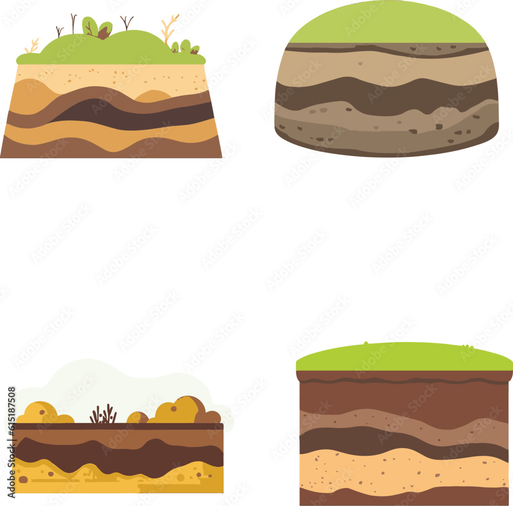 Isometric ground layers isolated on white background. Vector cartoon ...