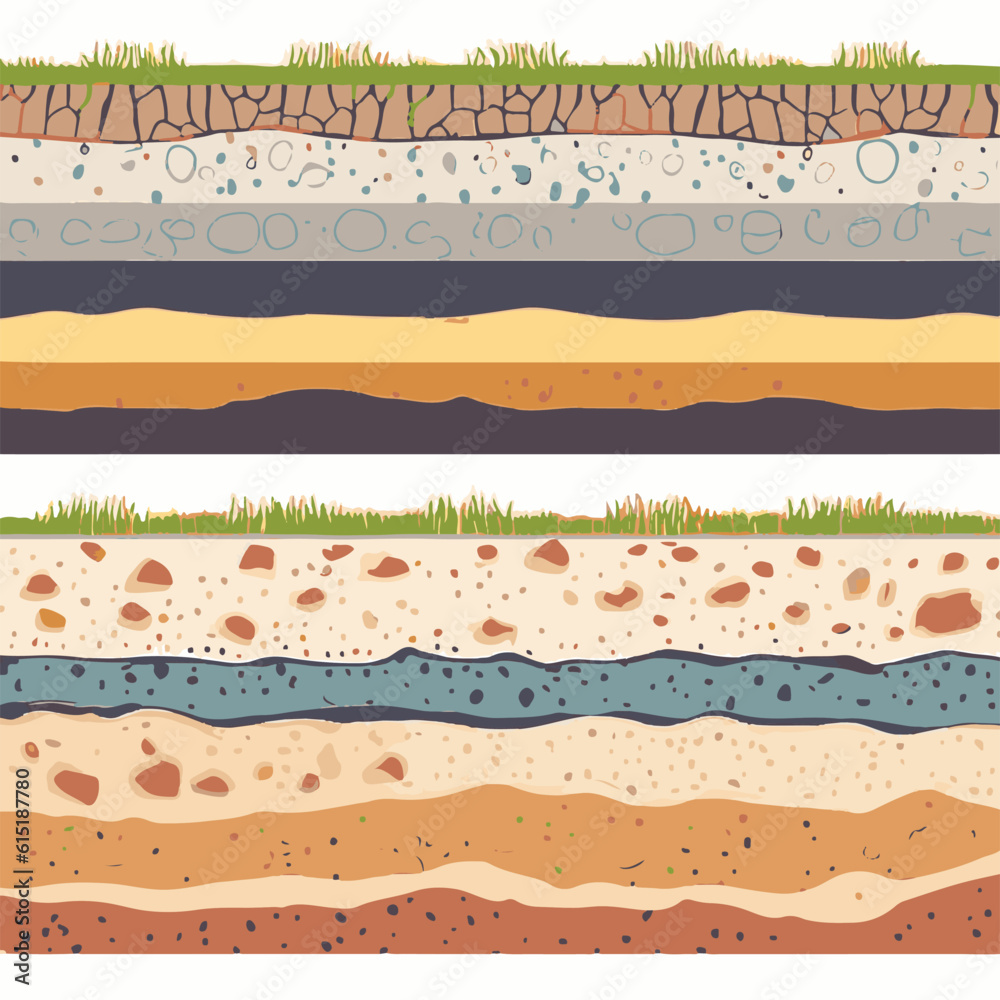 Seamless ground cross sections,layers under earth underground textures ...