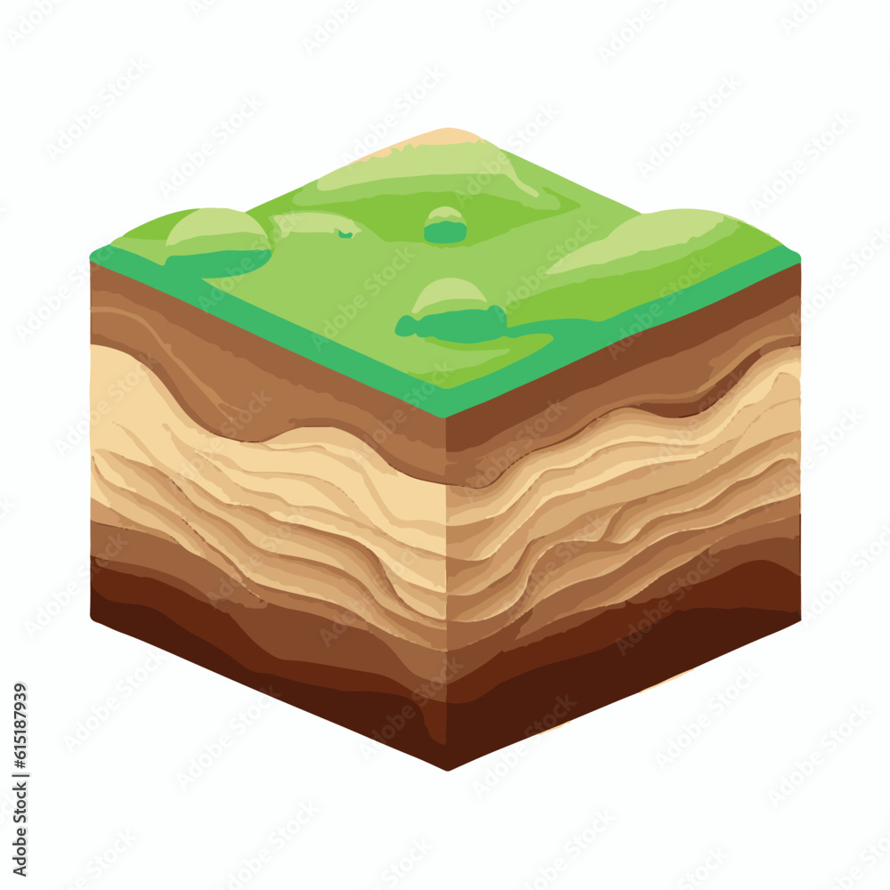Isometric ground layers isolated on white background. Vector cartoon ...