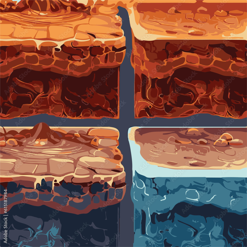 Isometric lava ground layers isolated on white background. Vector ...