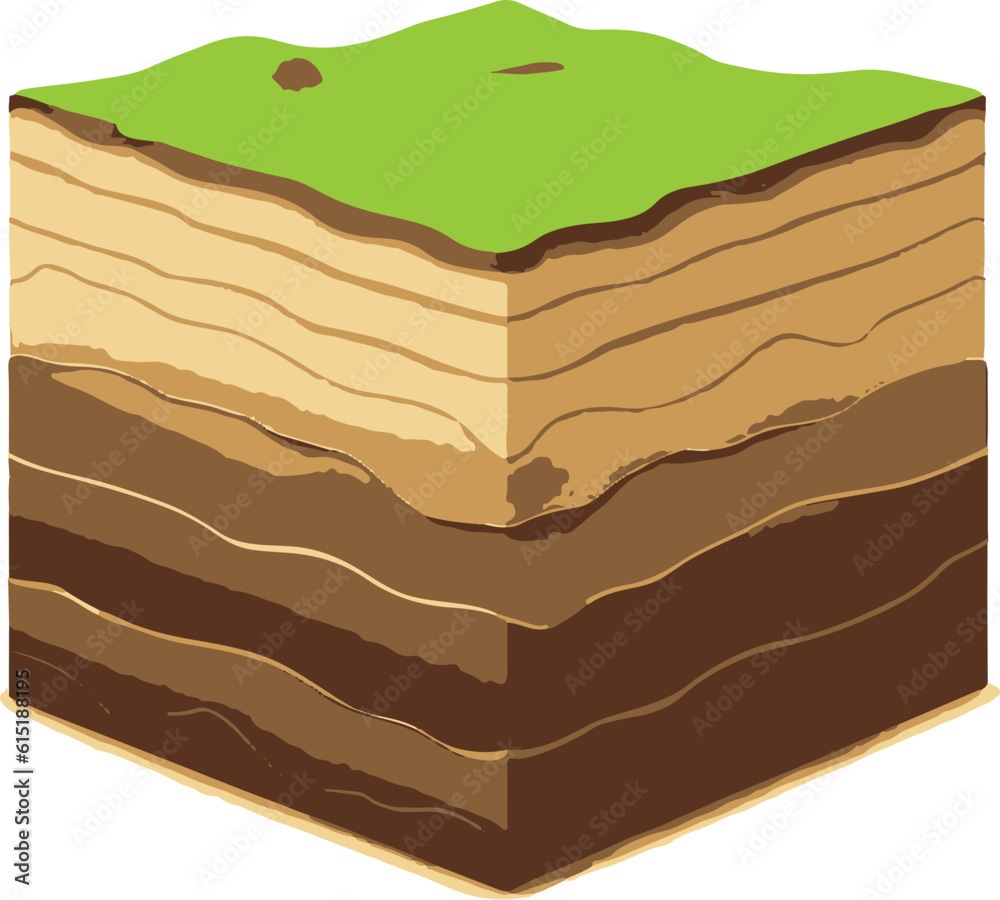 Isometric ground layers isolated on white background. Vector cartoon ...