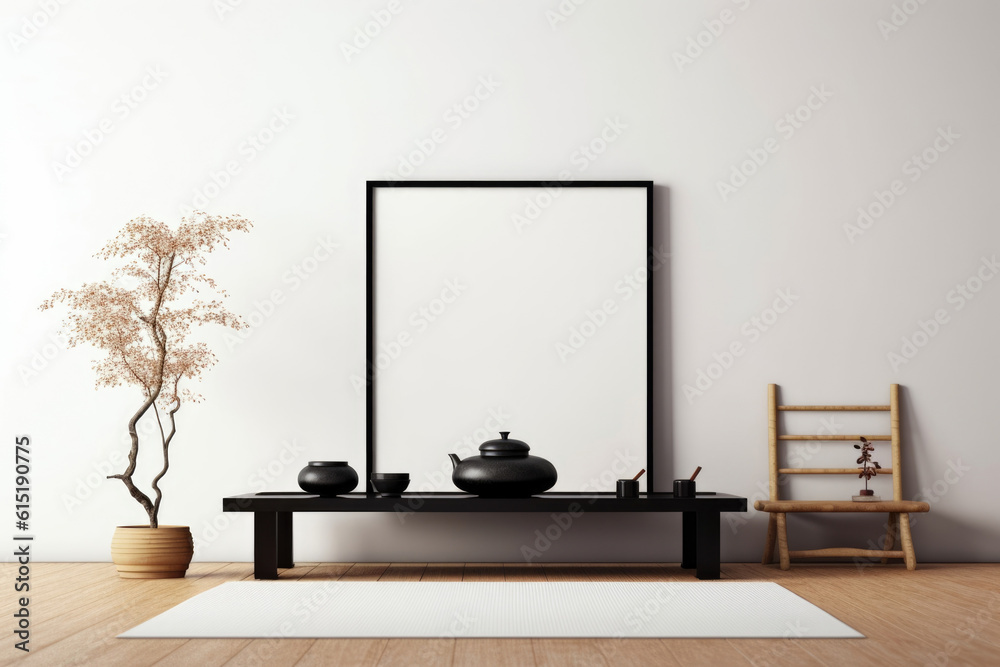 Rectangular tatami mat for traditional tea ceremonies. Minimalist ...