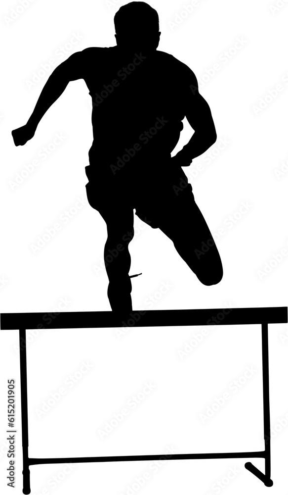 Digital png silhouette image of male athlete hurdling on transparent ...