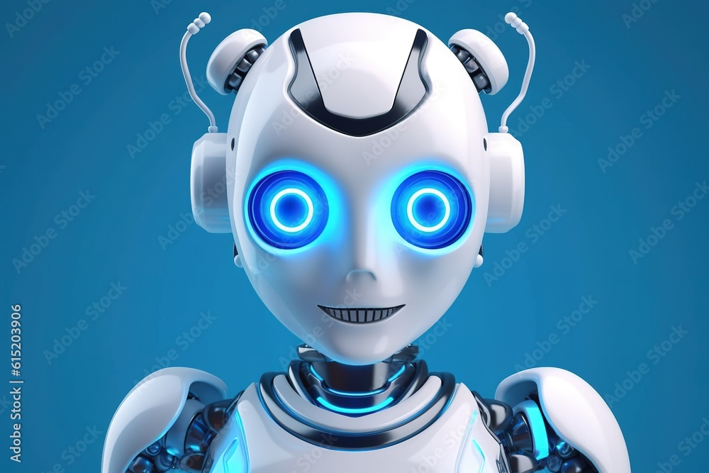 Blue screen robot isolated. Robot chatbot AI in science and business ...