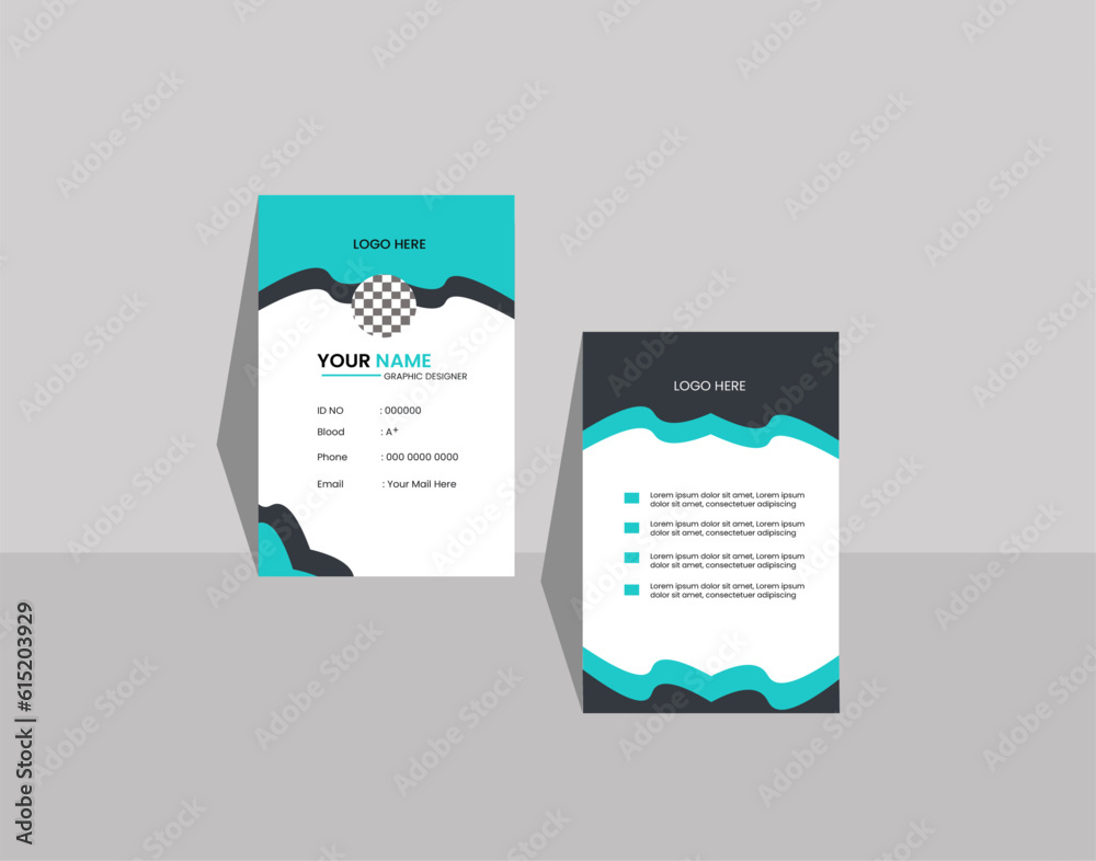 Simple vector office ID card design template. Creative Corporate ...