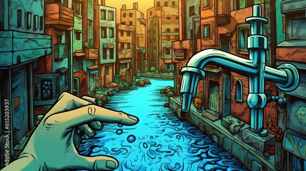 Access to clean water and sanitation concept . Fantasy concept ...