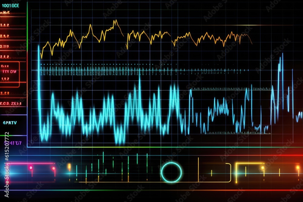 Oscilloscope waveform on its screen. Generative AI Stock Illustration | Adobe Stock