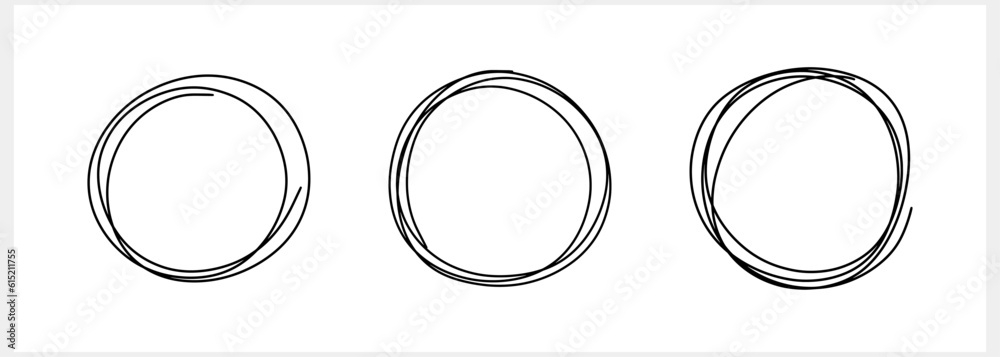 Doodle circle frame isolated Hand drawn border clipart Sketch vector ...