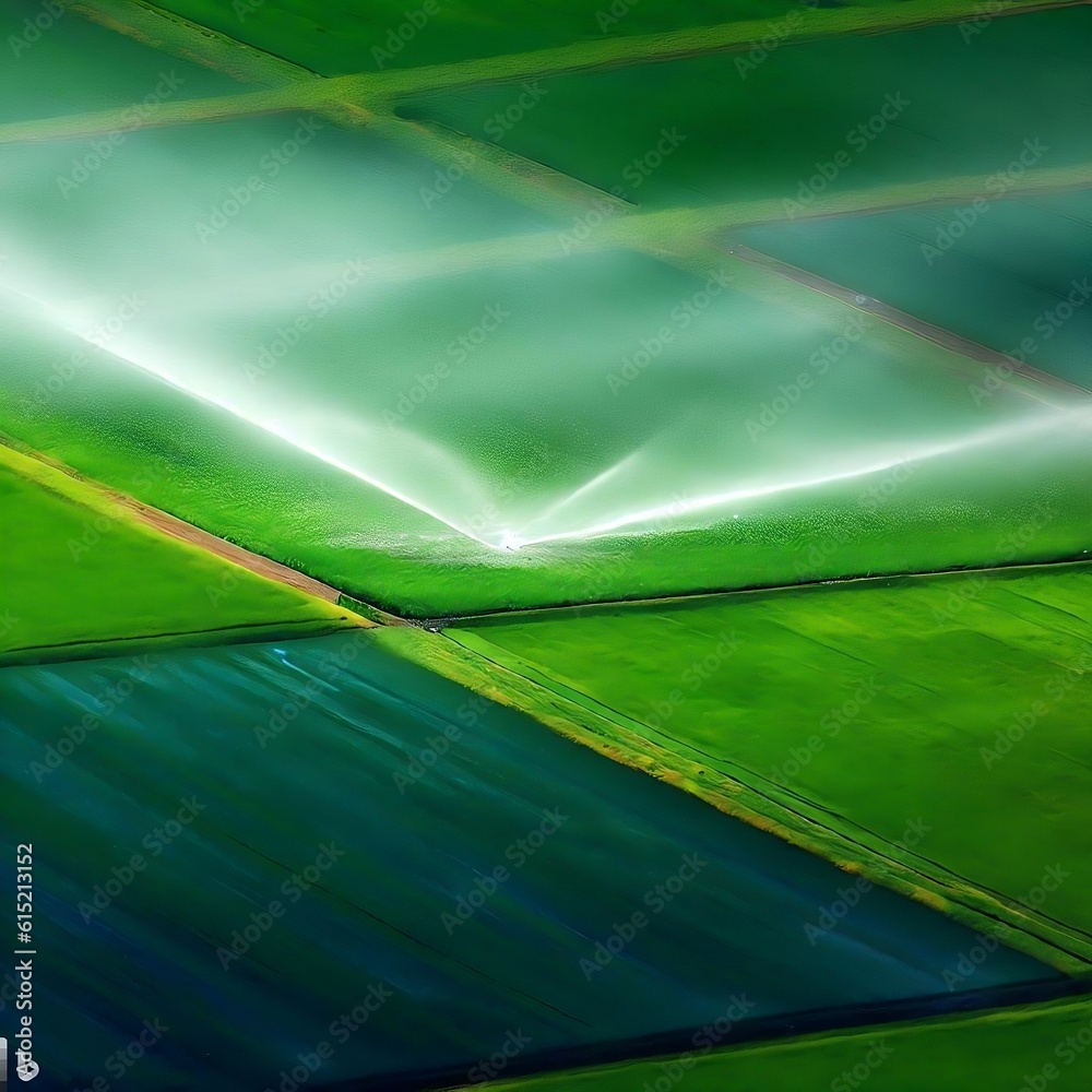 Well Irrigated Quadrant of Agriculture Nature Wet Rain Water Lush Green ...