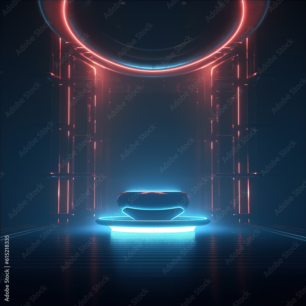 Sci-fi stage with spotlight. Futuristic empty stage. generative ai ...