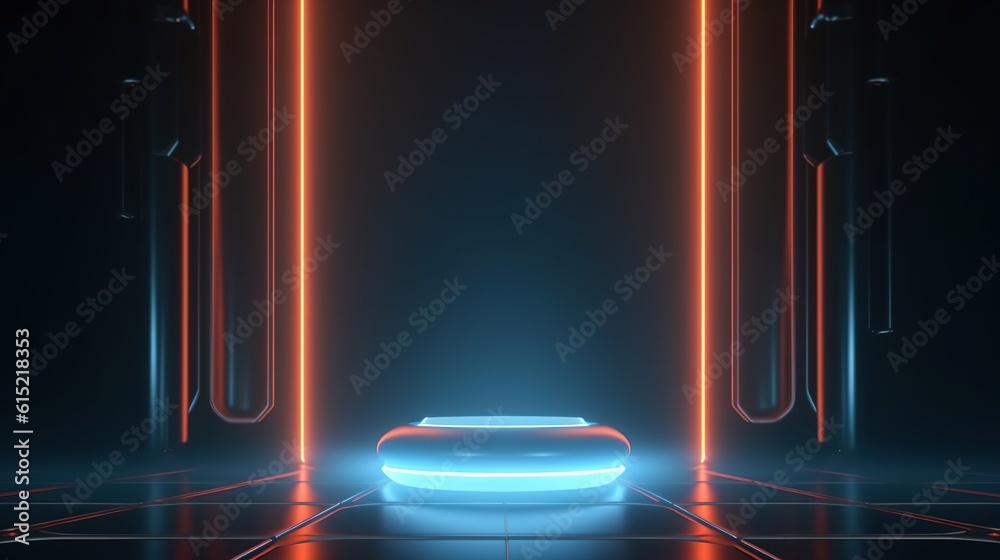Sci-fi stage with spotlight. Futuristic empty stage. generative ai ...