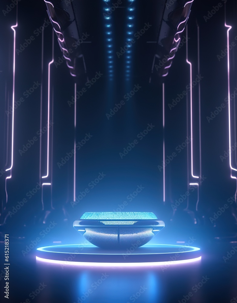 Sci-fi stage with spotlight. Futuristic empty stage. generative ai ...