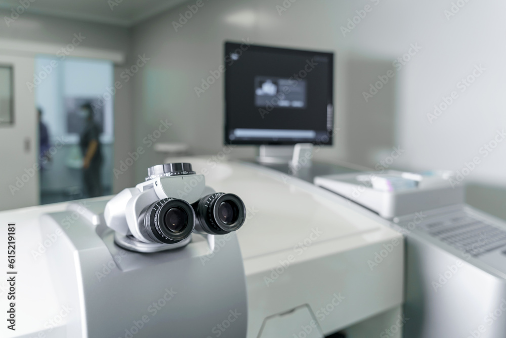 Ophthalmic laser system in eye surgery clinic. Excimer laser in ...