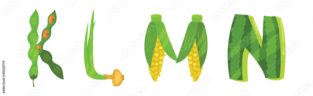 Veggie English Alphabet Letters Made from Fresh Fruit and Vegetables ...