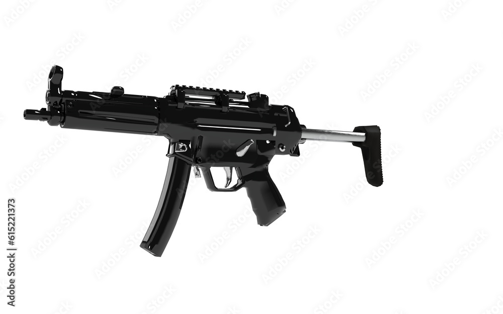 submachine gun isolated on white Stock Illustration | Adobe Stock
