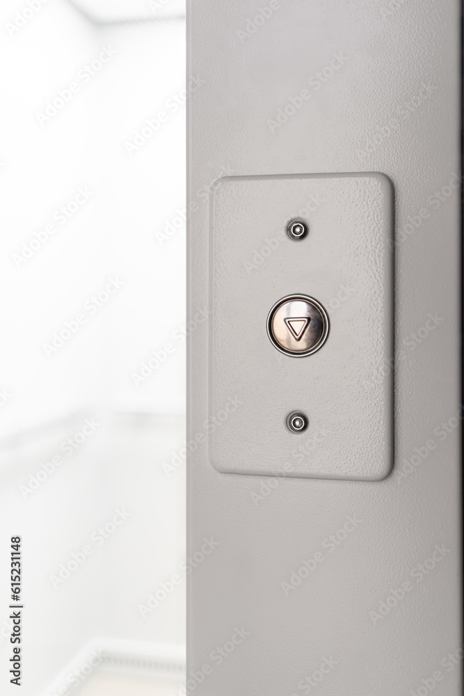 Elevator call button on the platform in front of the elevator Stock ...