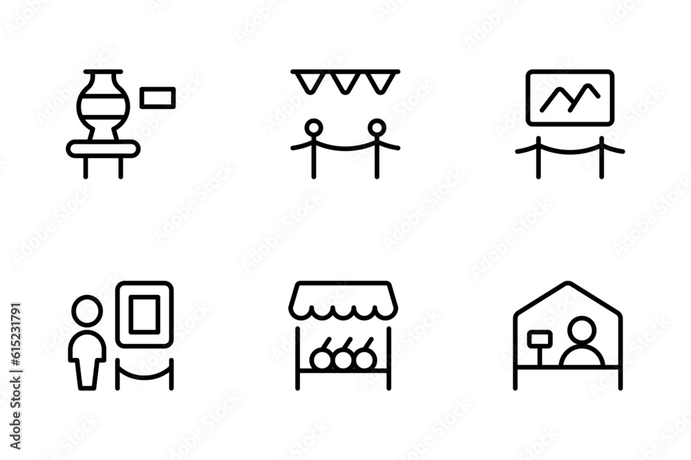 Exhibition icon, Museum, Art Gallery, Special event vector set design ...