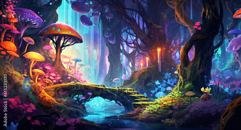 Fantasy magical forest. Video Game's Digital CG Artwork, Concept ...