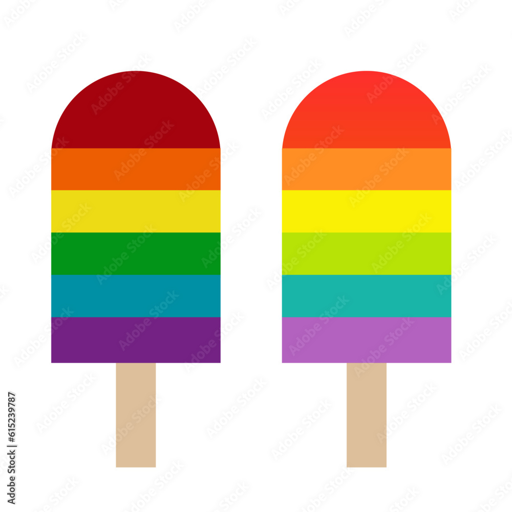 Rainbow layered popsicles ice cream clipart on transparent background ...