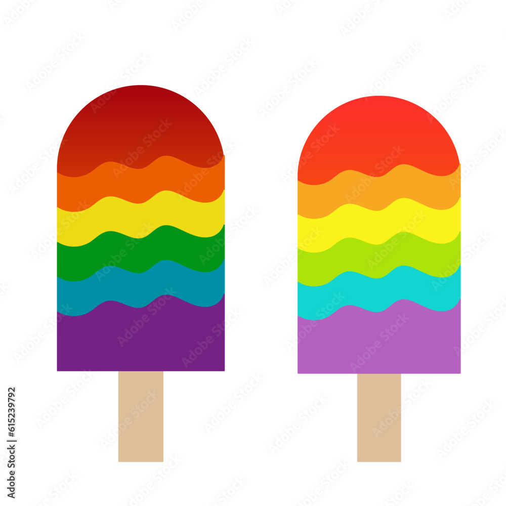 Rainbow layered popsicles ice cream clipart on transparent background ...